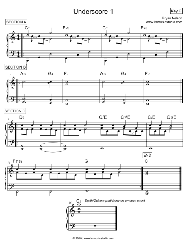 Underscores 21-30: Package C (Piano, Keys, Chords) - KC Music Studio